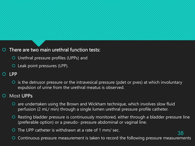 basics of Urodynamic tests for lower urinary tract obstruction and ...