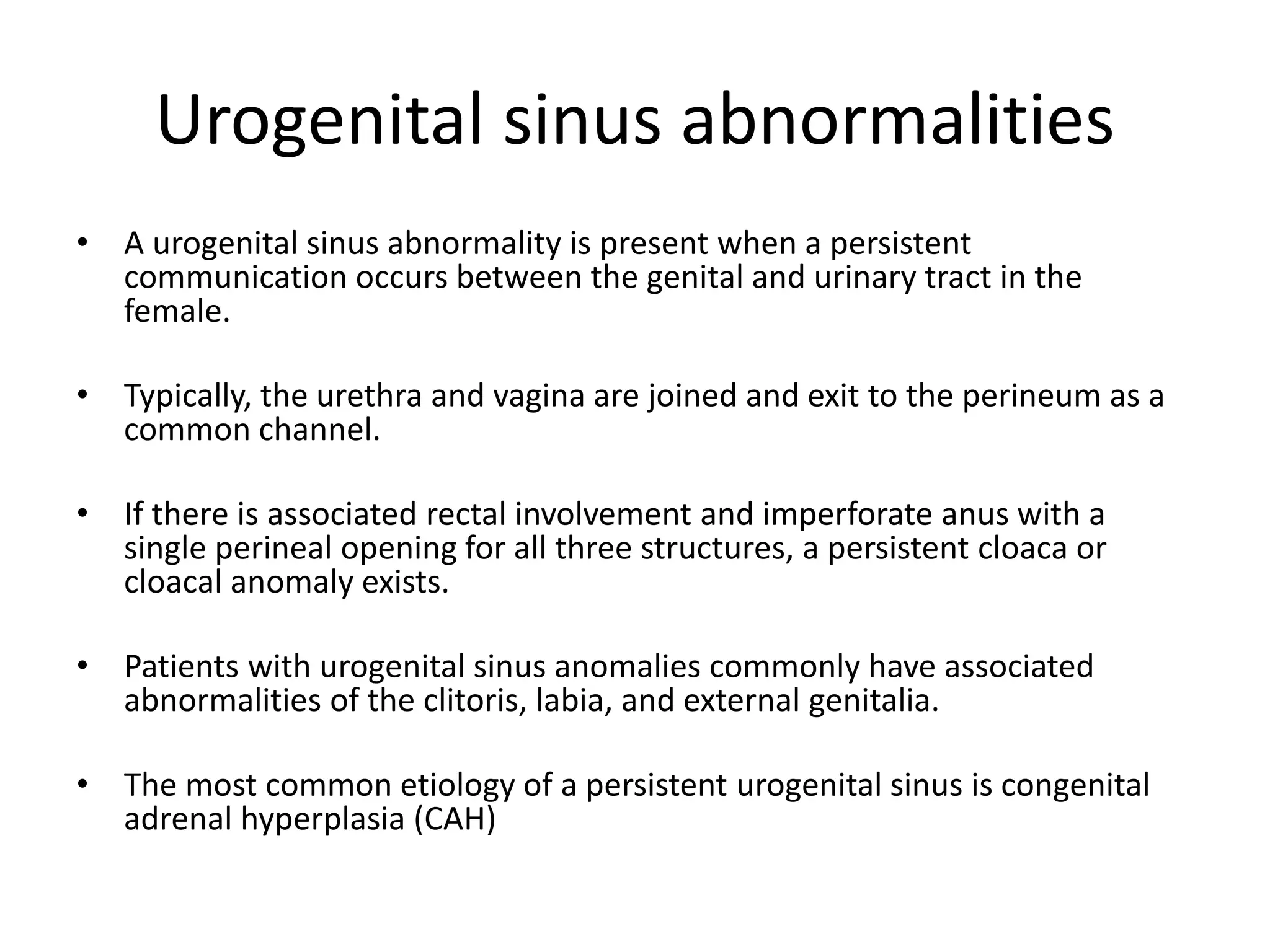 Urogenial sinus and vagial atresias | PPTX