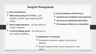 uro gynecology(incontinence, prolapse and fistulas) .pptx