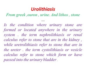 Urolithiasis. Medical surgical nursing pdf | PDF