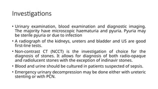 UROLITHIASIS INTRODUCTION, CLINICAL FEATURES AND MANAGEMENT | PPTX