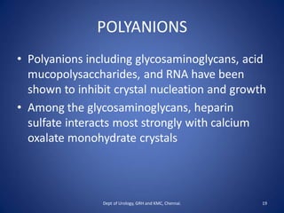 Urolithiasis biochemistry | PDF