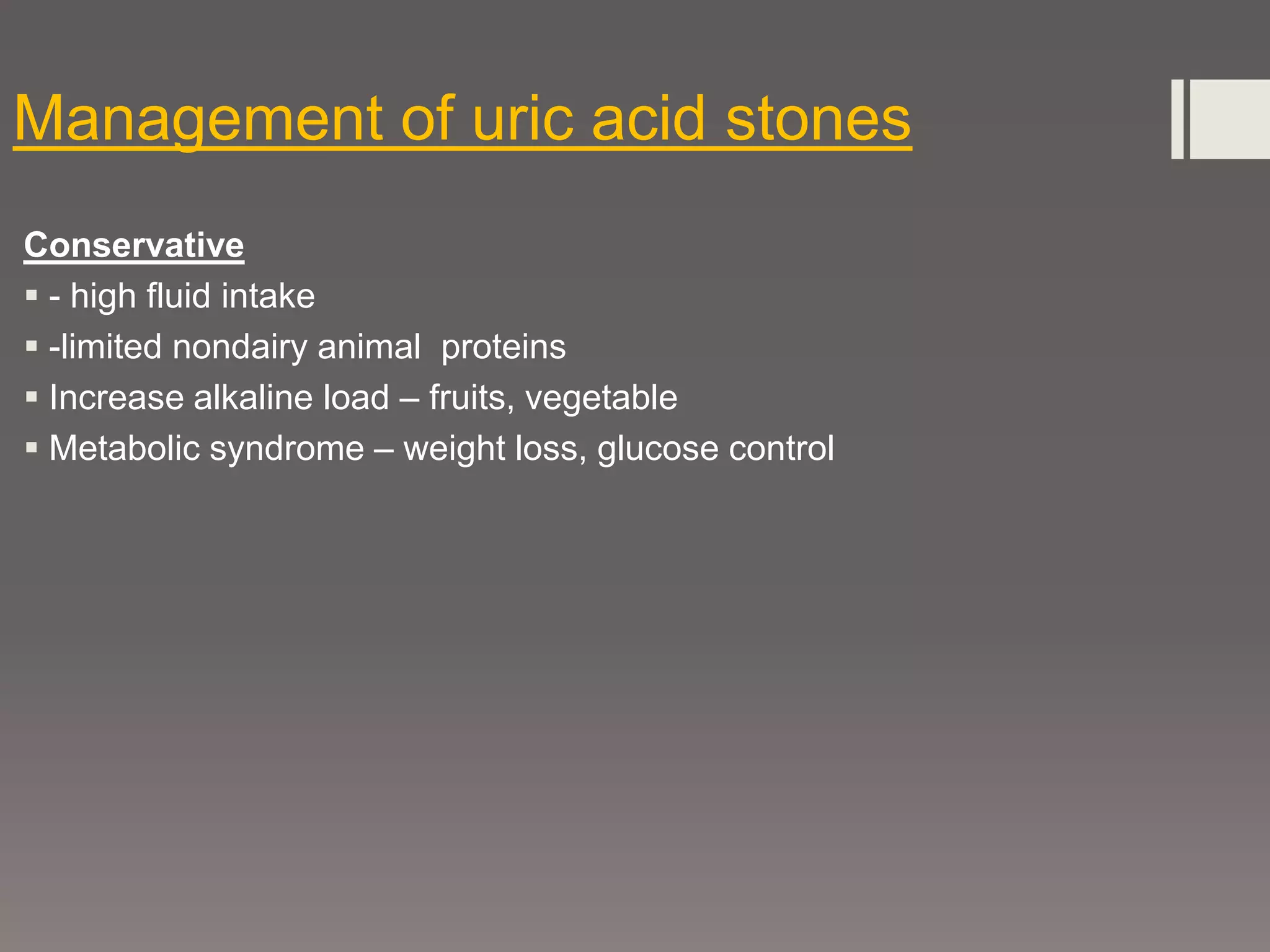 Urolithiasis pathophysiology , medical management | PPTX