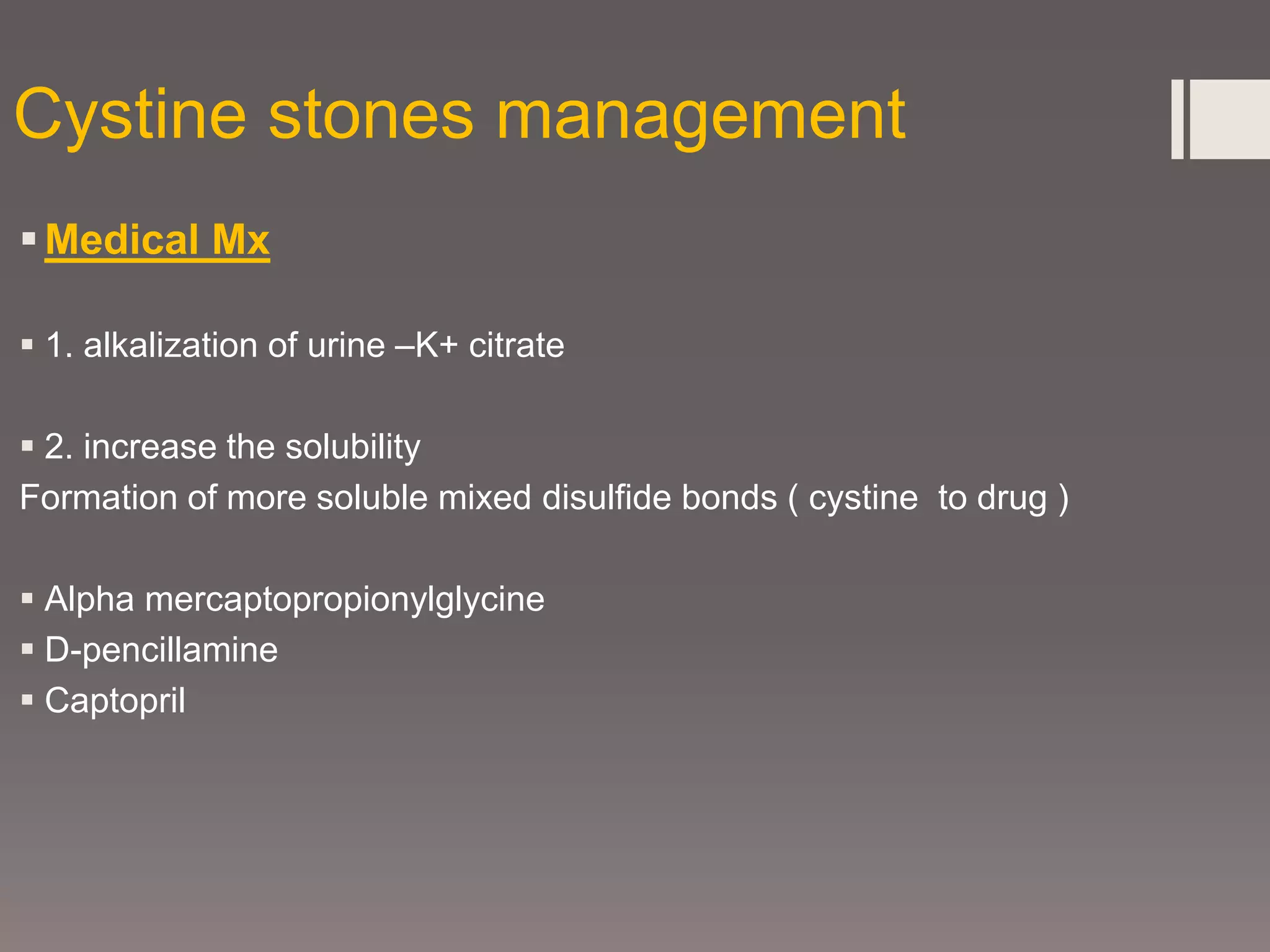 Urolithiasis pathophysiology , medical management | PPTX