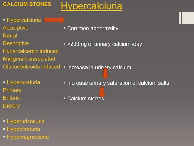 Urolithiasis pathophysiology , medical management | PPTX