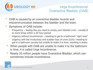 Incontinence is the involuntary loss of control. Ranges in severity ...