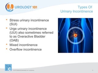 Incontinence is the involuntary loss of control. Ranges in severity ...