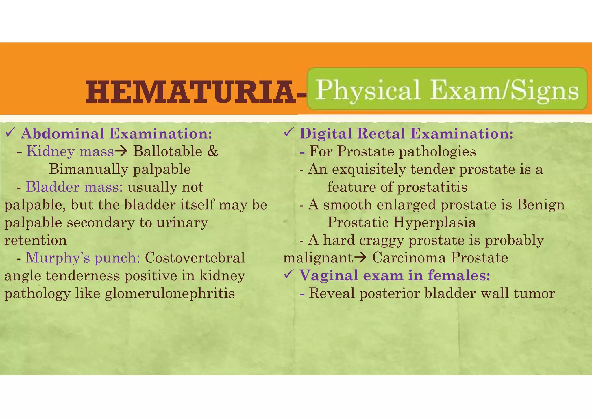 Urology- Hematuria, Renal/Ureteric colic and Bladder Outlet Obstruction ...