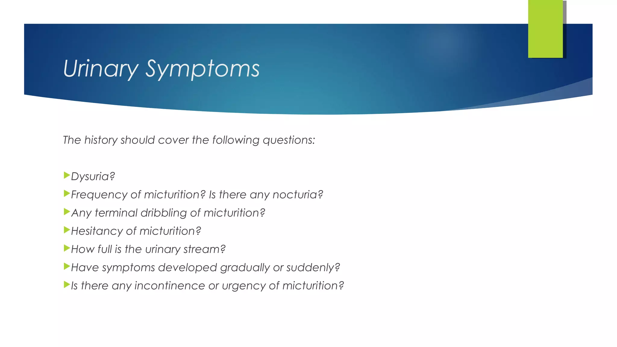 Symptoms and Signs of different Diseases in Urology | PPT
