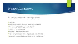 Symptoms and Signs of different Diseases in Urology | PPT