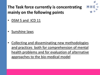 The Mental Health Europe Bucharest Manifesto “Beyond the bio-medical ...