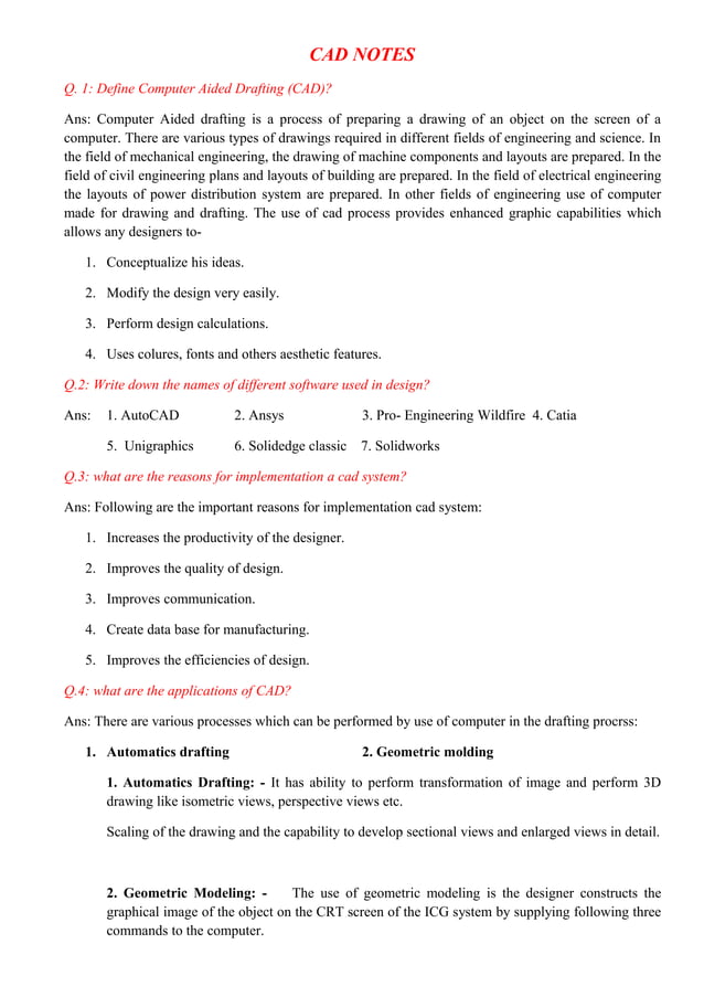 Cad notes - ENGINEERING DRAWING - RGPV,BHOPAL | DOC | Desktop ...
