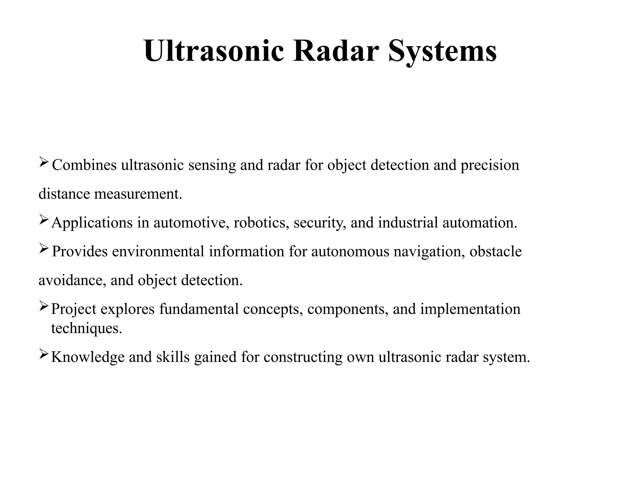 Ultrasonic Radar Sensors with arduino applications S.pptx