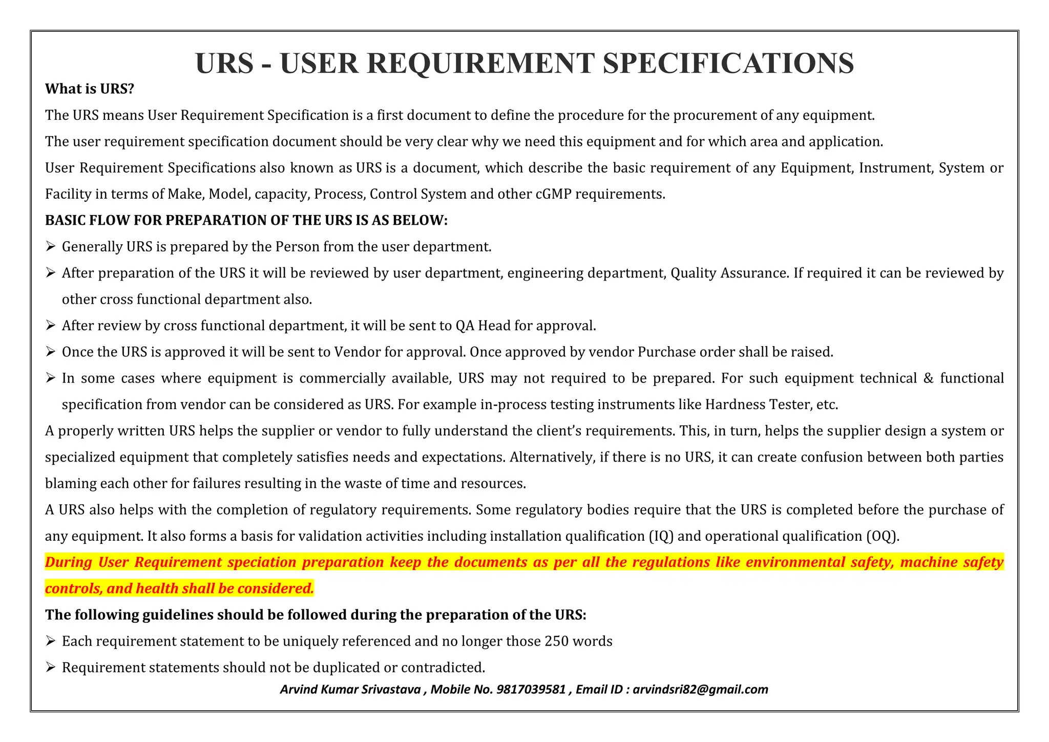 URS - USER REQUIREMENT SPECIFICATIONS.pdf