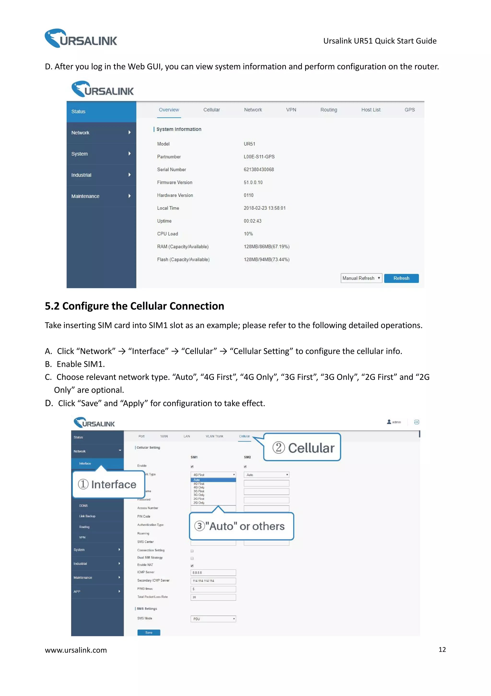 Ursalink UR51 Industrial Cellular Router Quick Start Guide | PDF
