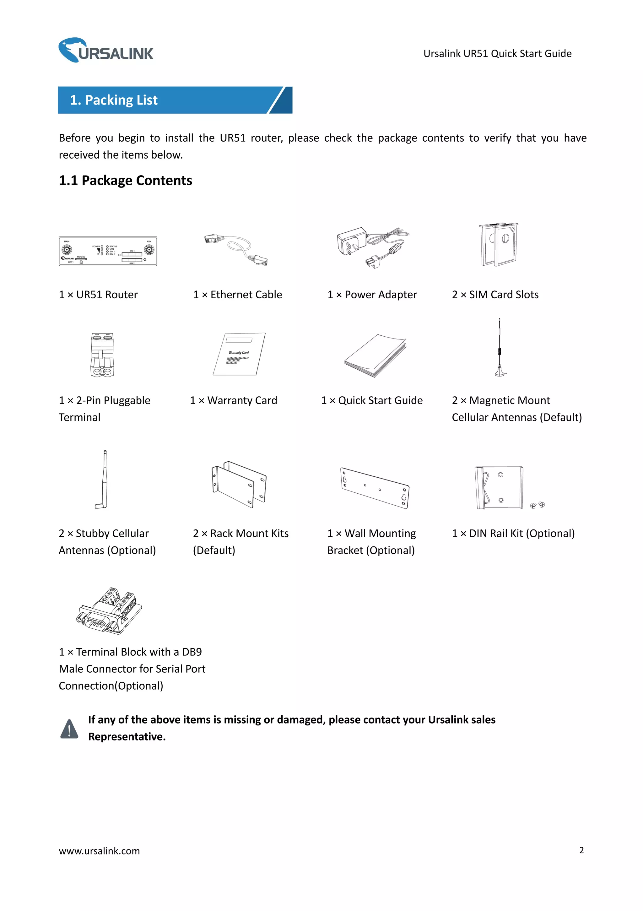 Ursalink UR51 Industrial Cellular Router Quick Start Guide | PDF