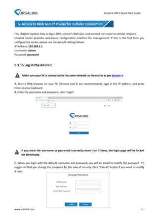 Ursalink UR51 Industrial Cellular Router Quick Start Guide | PDF