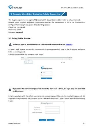 Ursalink UR71 Industrial Cellular Router Quick Start Guide | PDF