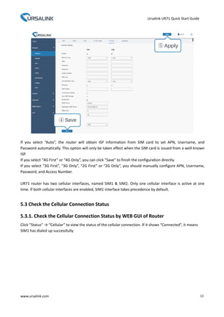 Ursalink UR71 Industrial Cellular Router Quick Start Guide | PDF