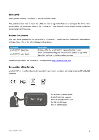 Ursalink UR71 Industrial Cellular Router Quick Start Guide | PDF