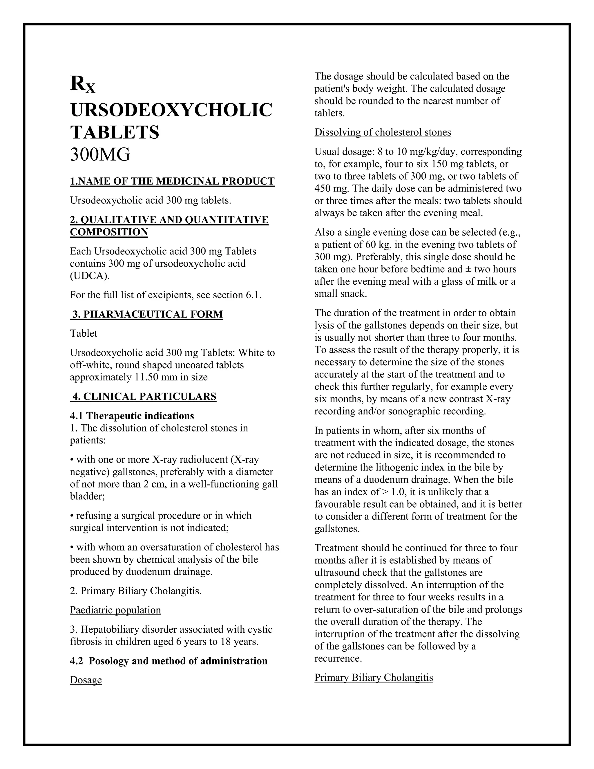 Ursodeoxycholic acid 300 mg tablets smpc taj pharmaceuticals | PDF