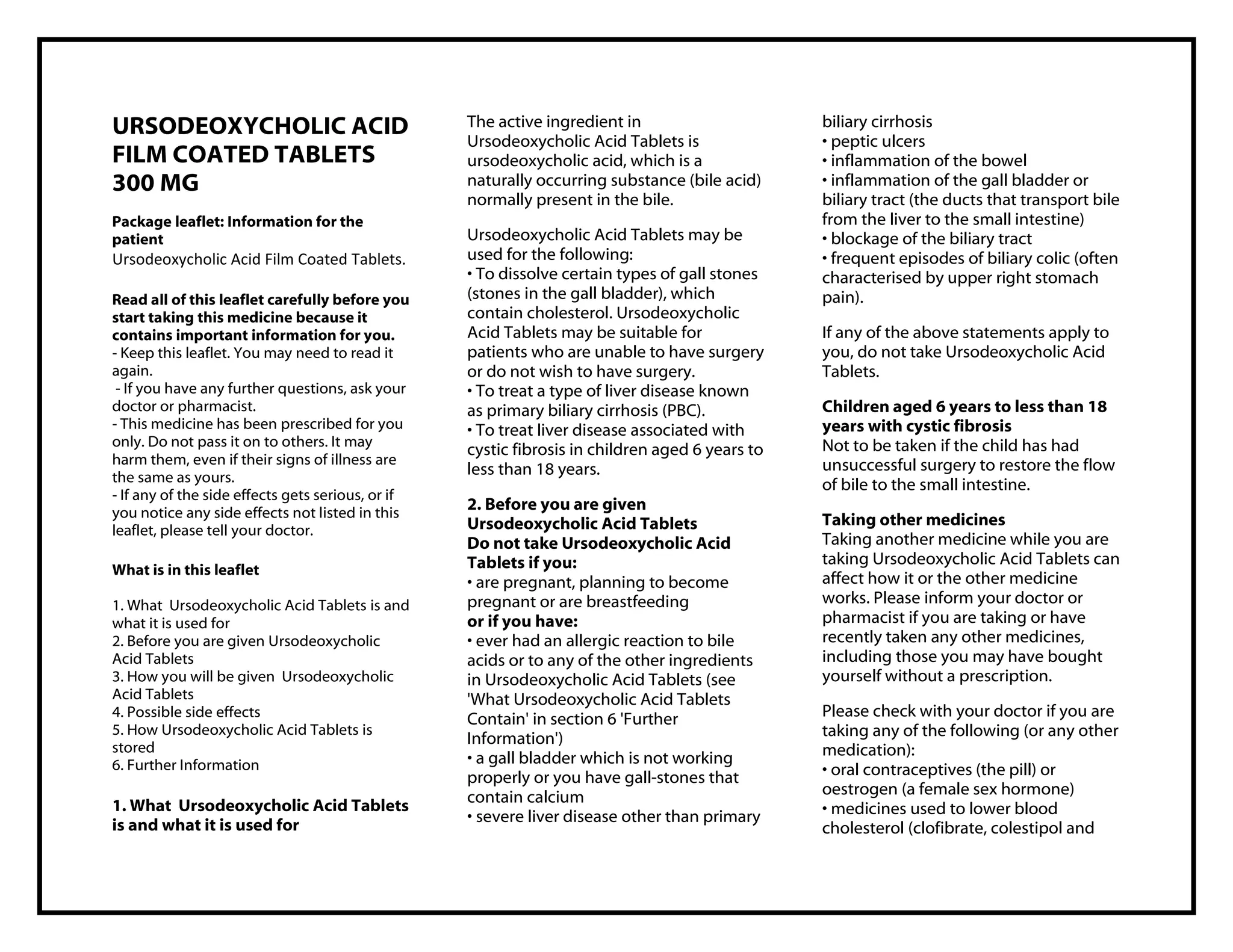 Ursodeoxycholic acid film coated tablets pil, taj pharmaceuticals ...