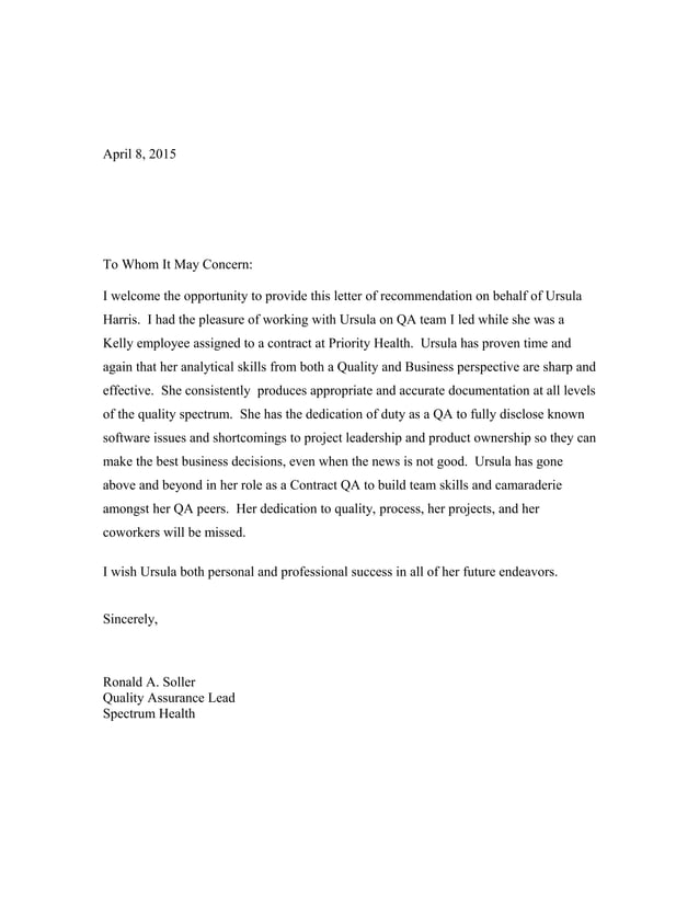 QA Recommendation Letter | DOC