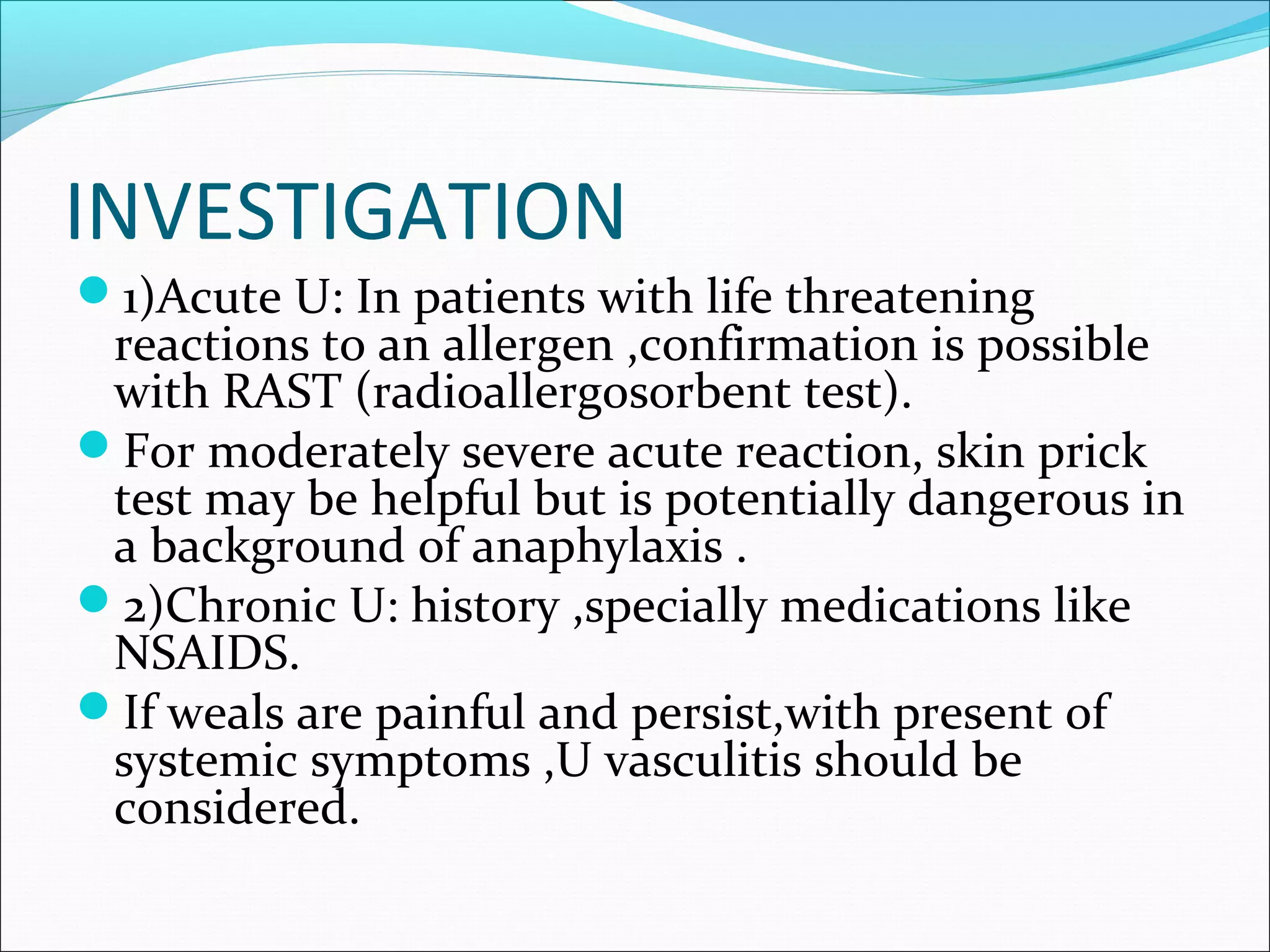 clinical approach to Urticaria AND ANGIODEMA | PPT