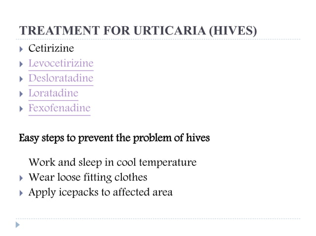 Urticaria (Hives) : causes, symptoms and treatments | PPTX | Allergies ...