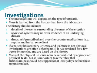 Urticaria (hives, ‘nettle rash’) | PPTX