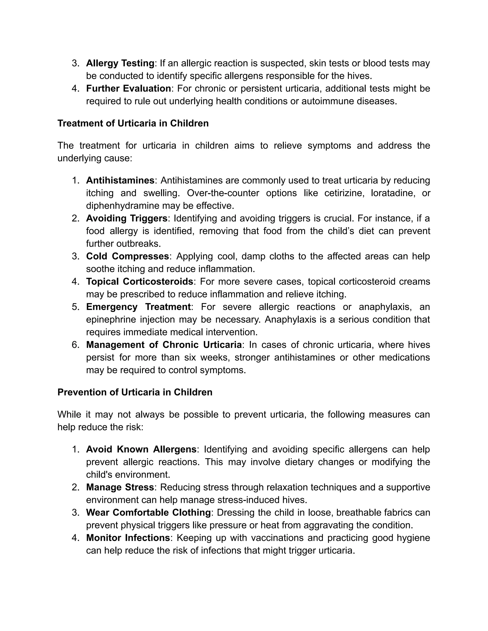 Urticaria in Children: Symptoms, Causes, and Treatment | PDF