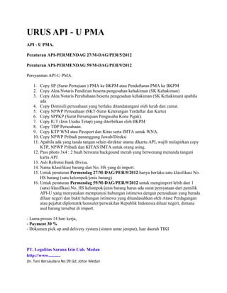 URUS API UMUM DAN PRODUSEN - MEDAN Sumatera Utara | PDF