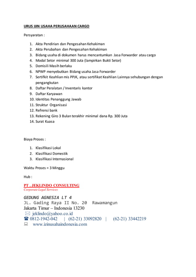 Urus ijin usaha cargo | PDF