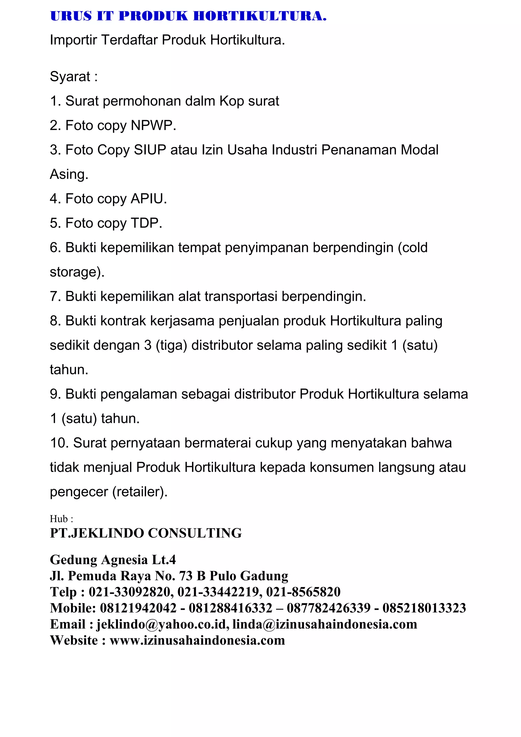 Urus it produk hortikultura | DOC