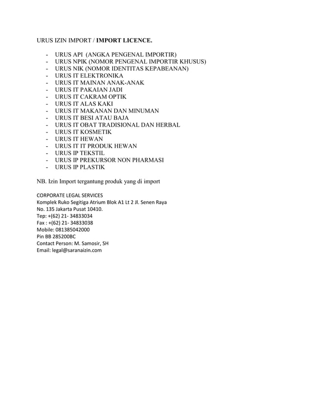 Urus izin import | DOCX