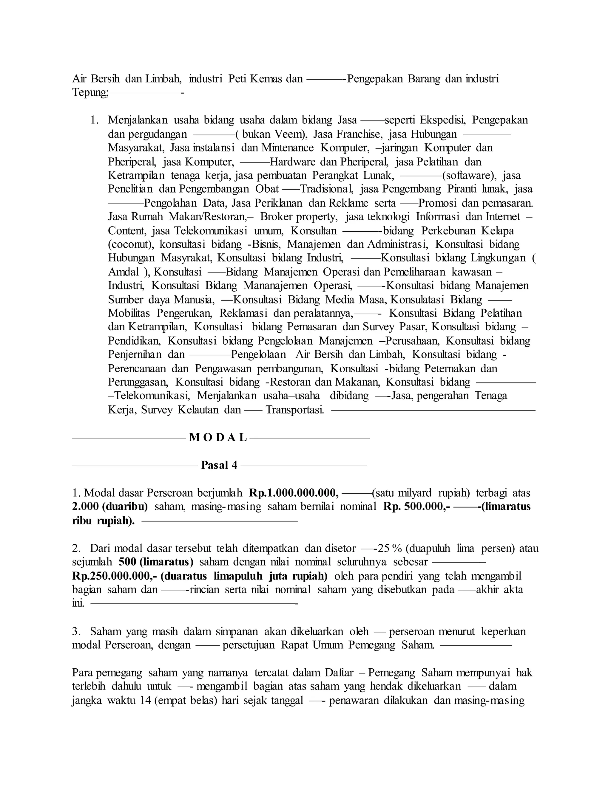 Contoh Akte Pendirian PT, Bantu Urus Pendirian PT dan Izin Usaha ...