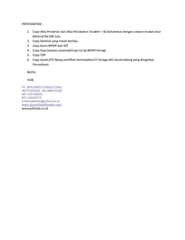 Urus siujp – ijin jasa pertambangan | PDF