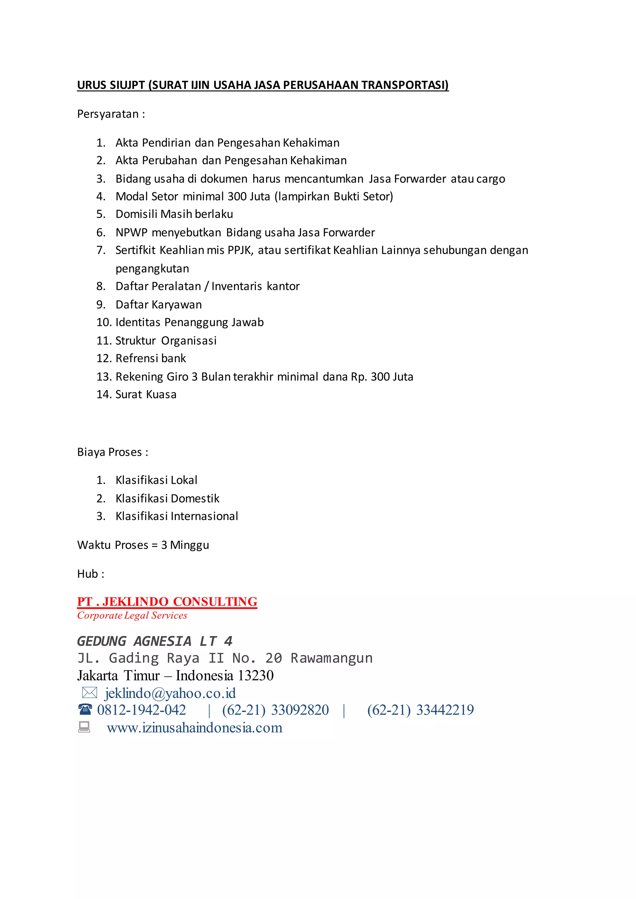 Urus siujpt ( surat ijin usaha jasa perusahaan transportasi) | DOCX