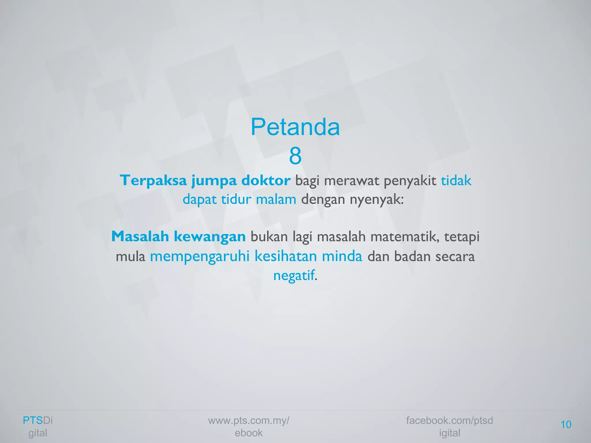 Urus Wang Semasa Gawat - 8 Petanda Masalah Kewangan | PDF