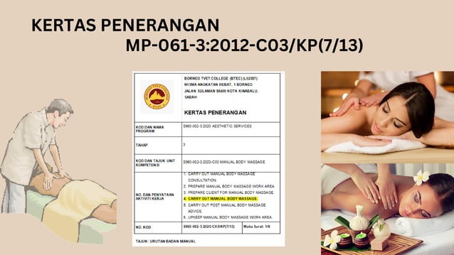Prosidur urutan badan spa therapy slide level 3 C03 | PDF