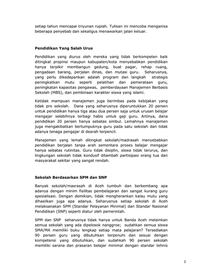 Urutan ke 31 mutu pendidikan aceh diukur dari hasil umnptn | PDF