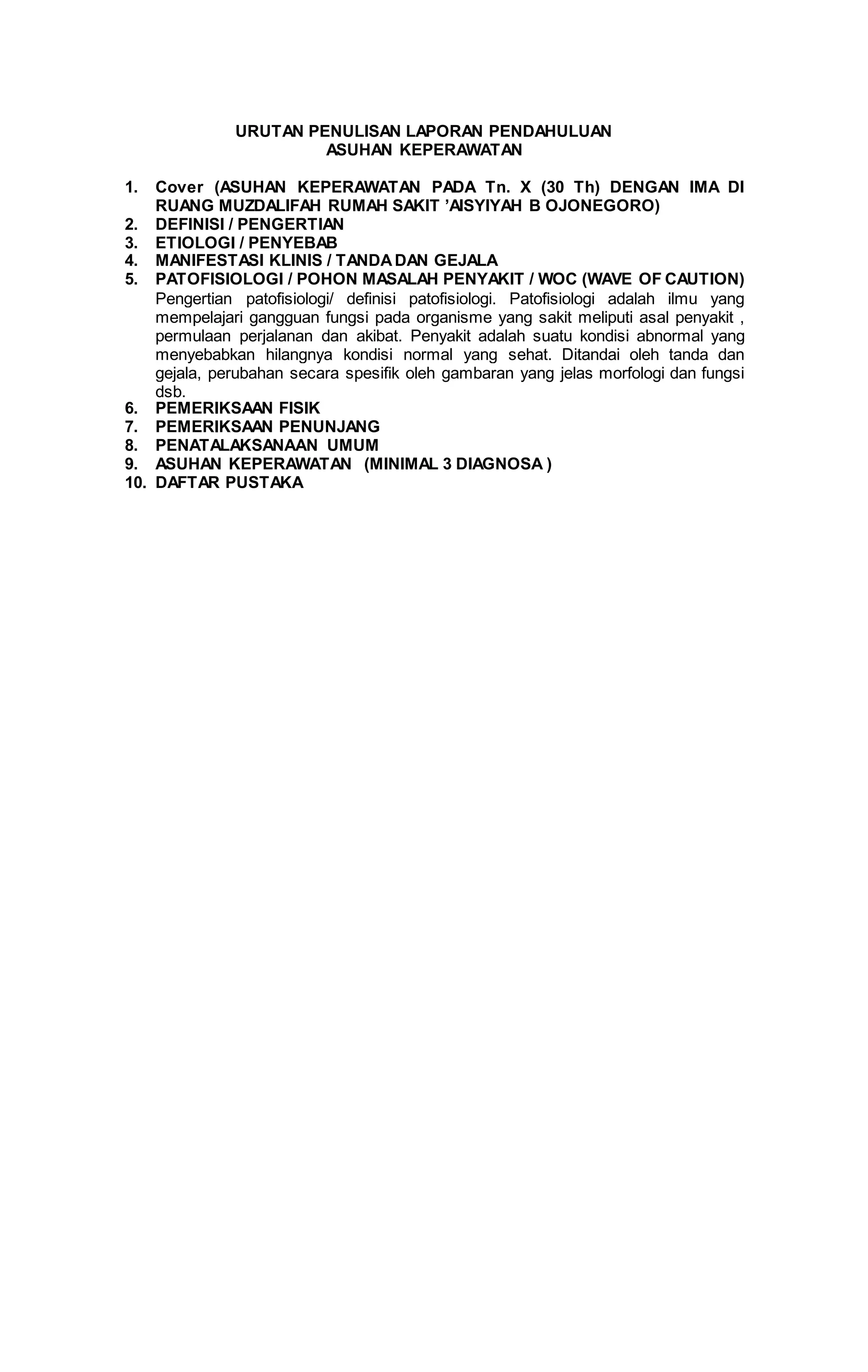 Urutan penulisan laporan pendahuluan | PDF