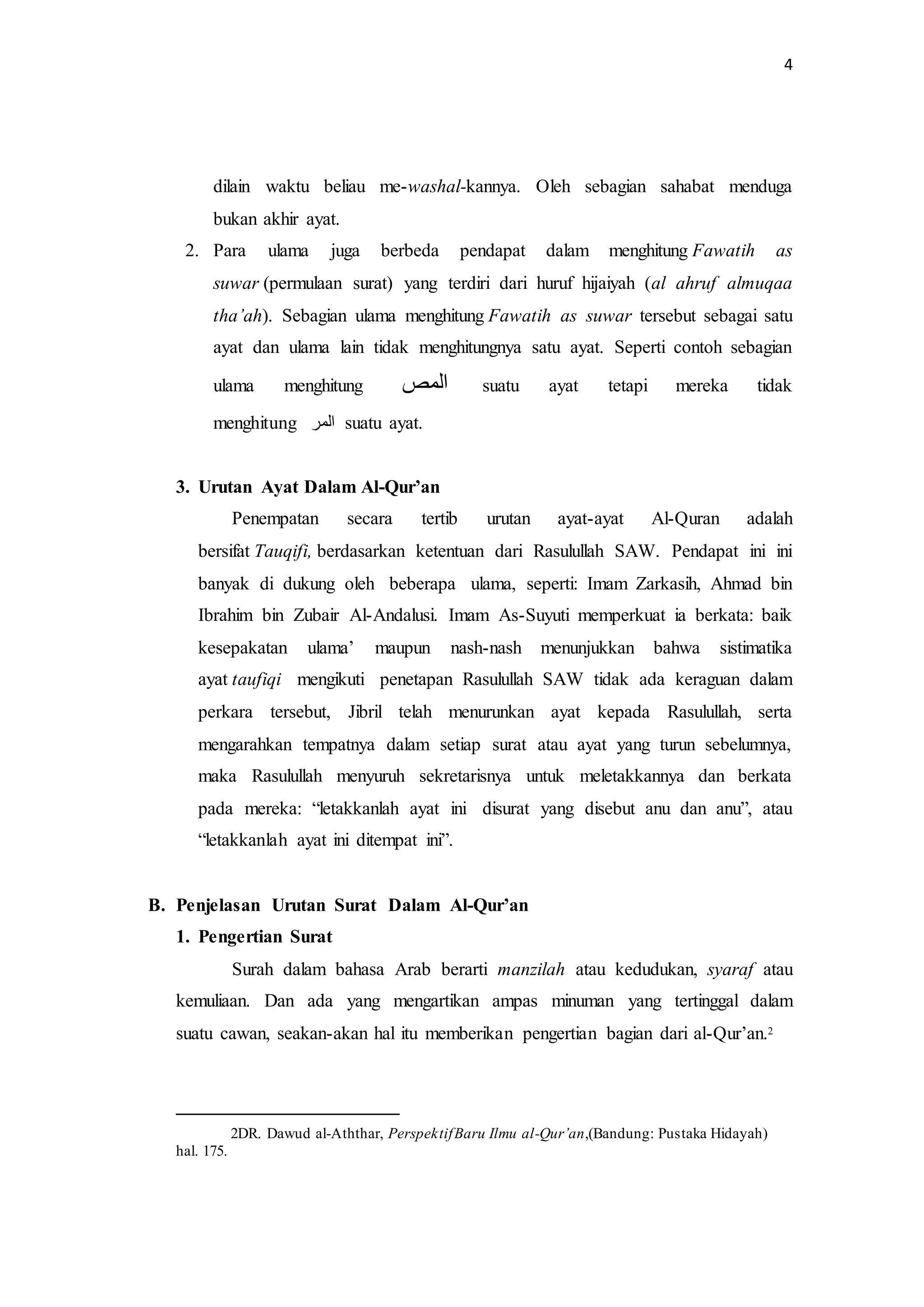 Urutan surat dan ayat al qur'an asliiiiiii | DOCX