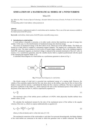 SIMULATION OF A MATHEMATICAL MODEL OF A WIND TURBINE | PDF