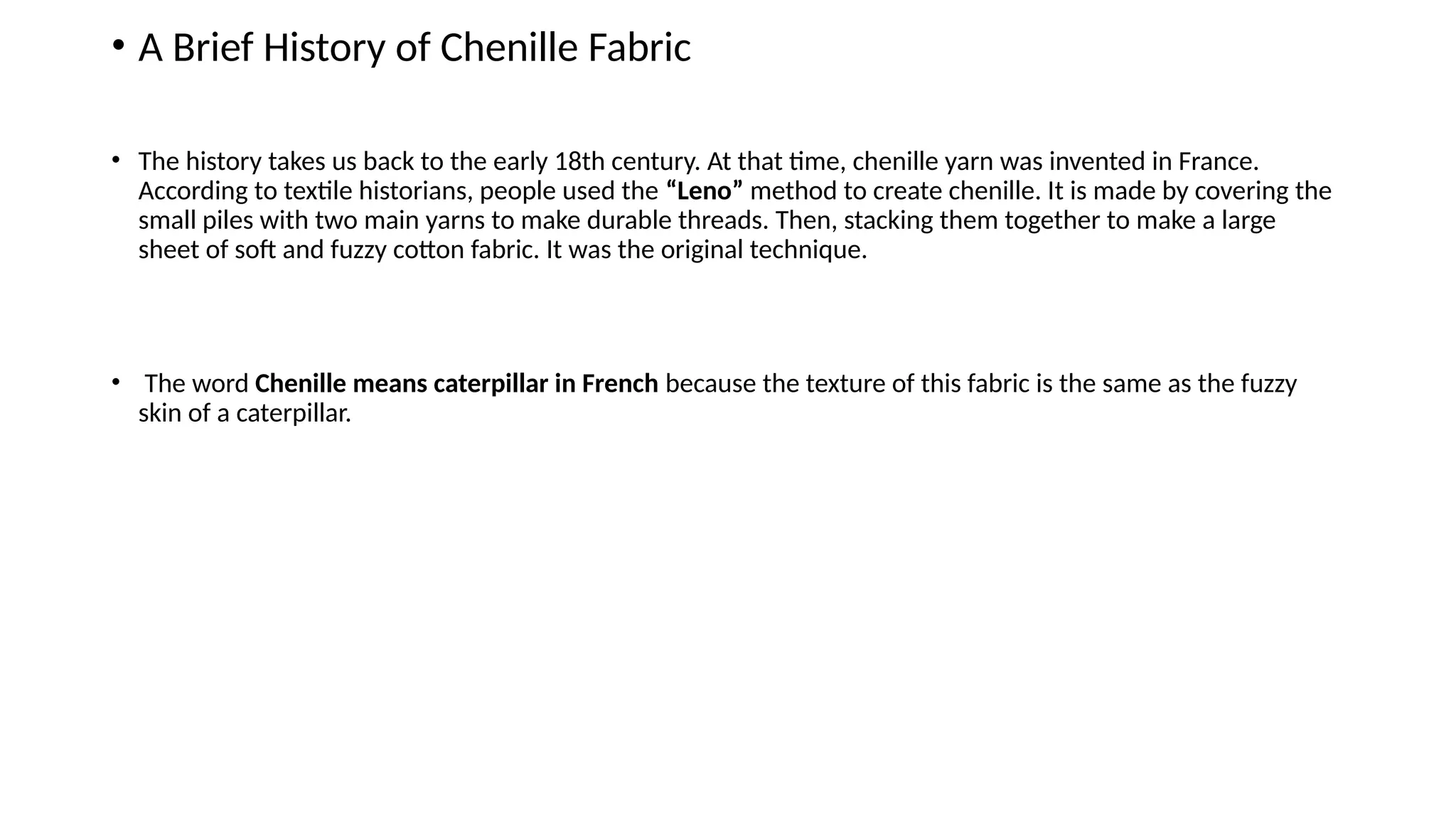 Chenille fabric making process and its characteristics | PPTX