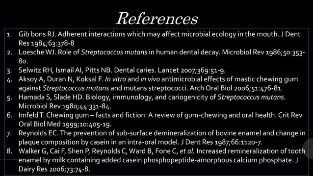 Journal Club The Effect Of Two Types Chewing Gum Containing Casein Phosphopeptide Amorphous