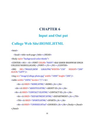College Web Site HTML PROJECT | DOCX