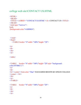 College Web Site HTML PROJECT | DOCX