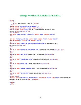College Web Site HTML PROJECT | DOCX