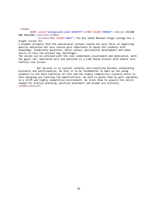 College Web Site HTML PROJECT | DOCX